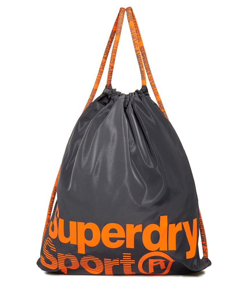 mens Drawstring Sports Bag in GREY/FLURO ORANGE | Superdry UK