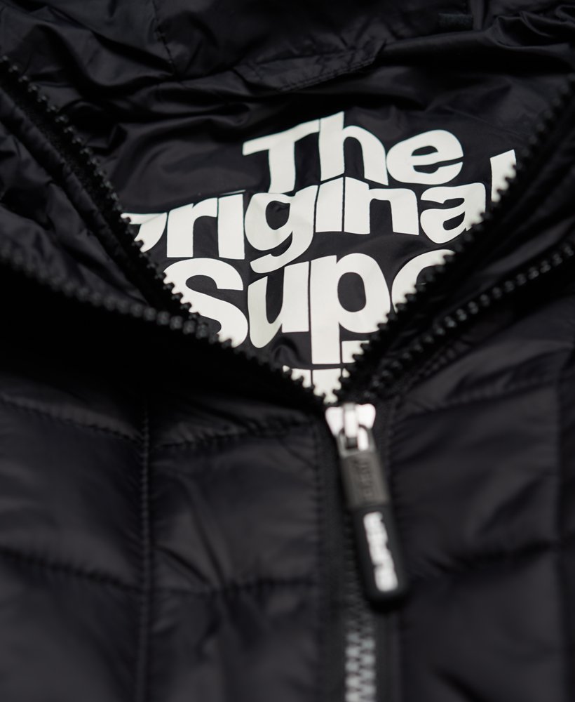 womens Hooded Box Quilt Fuji Jacket in Black | Superdry UK
