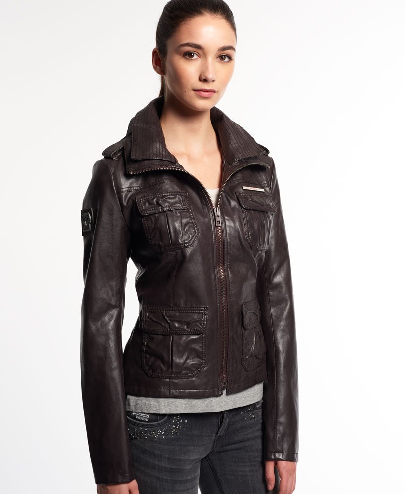 womens Faux Leather Roadie Jacket in BROWN | Superdry UK