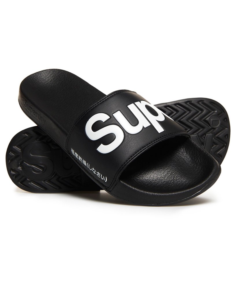 mens Pool Sliders in BLACK/OPTIC WHITE | Superdry UK