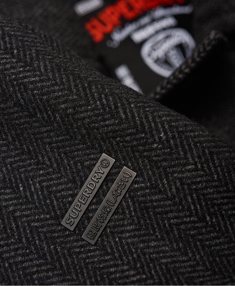 mens Bridge Coat in Grey Herringbone | Superdry UK