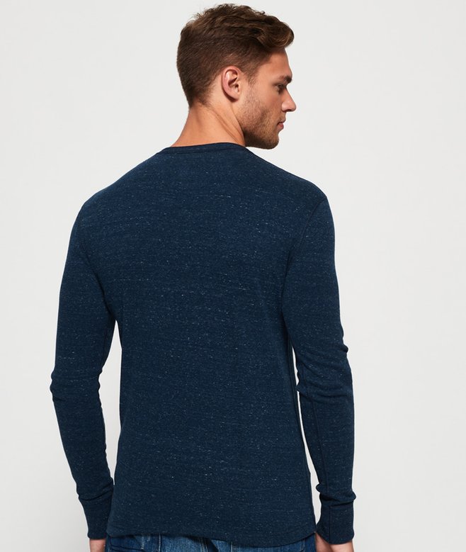 mens Heritage Grandad Long Sleeve Top in Washington State Blue Grit ...