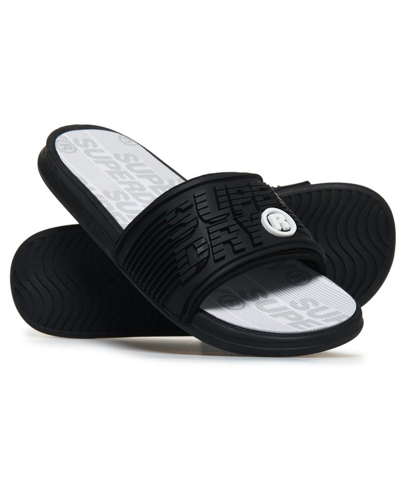 mens Premium Crew Sliders in Black/Optic White/Hazard Orange Mesh ...