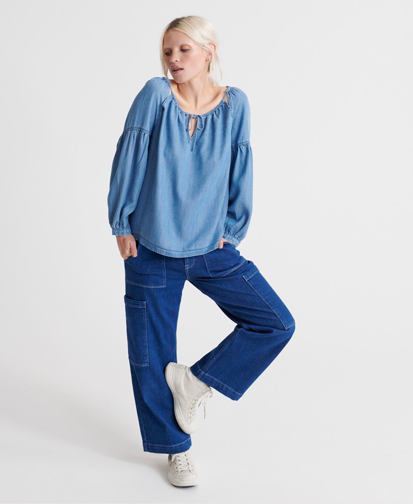 womens Arizona Peek A Boo Top in INDIGO WASH | Superdry UK