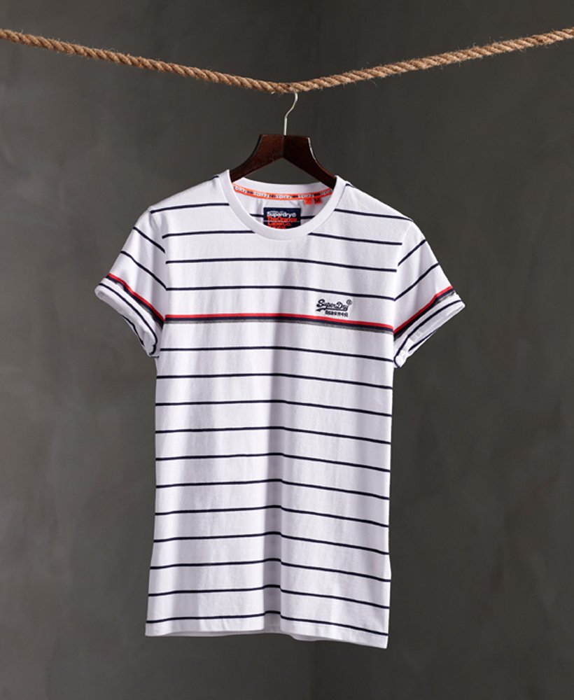 mens Organic Cotton Breton Stripe T-Shirt in OPTIC | Superdry US