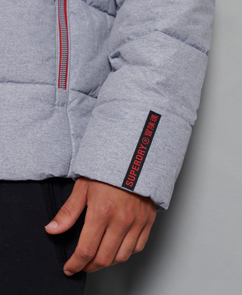 mens Sports Puffer Jacket in Grey Marl/Risk Red | Superdry UK