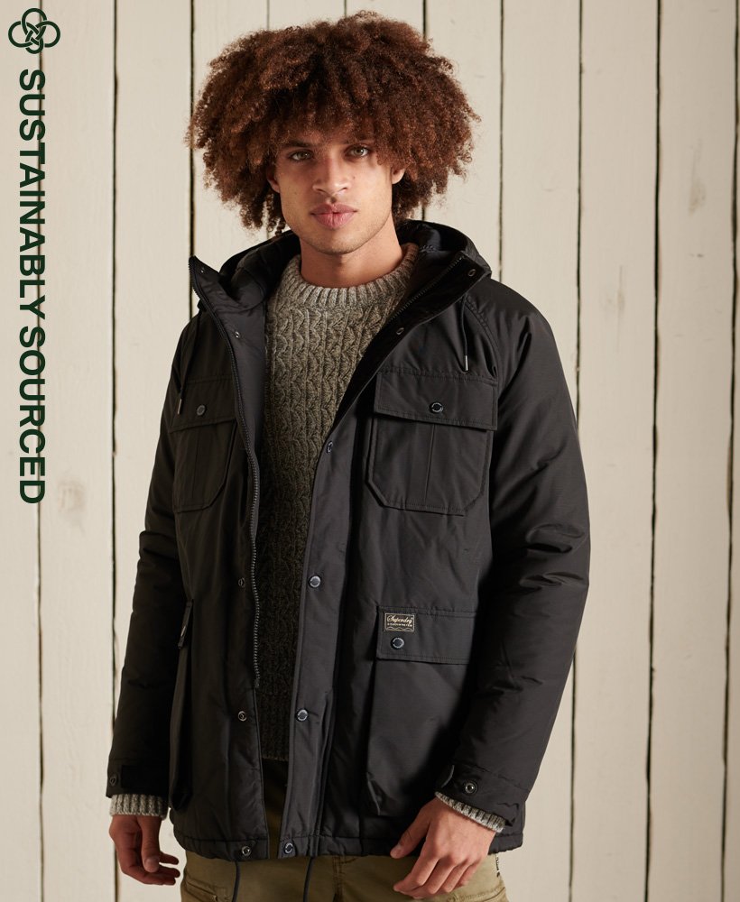 mens Mountain Padded Parka Coat in Black | Superdry UK