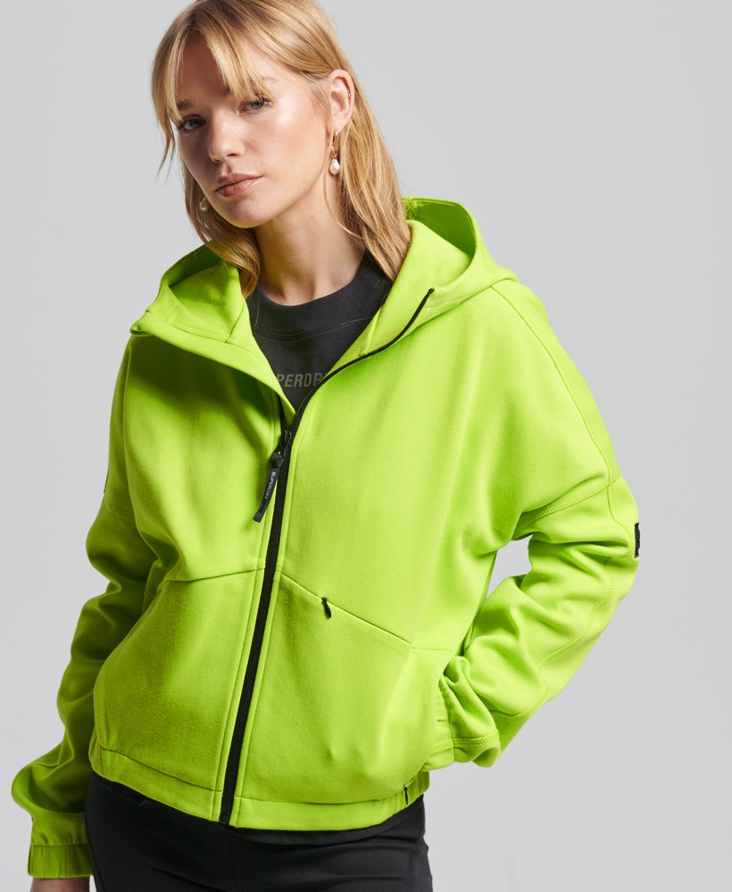womens Code Tech Zip Hoodie in Lime Punch | Superdry UK