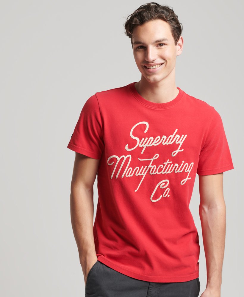 mens Vintage Script Style T-shirt in REBEL RED | Superdry UK