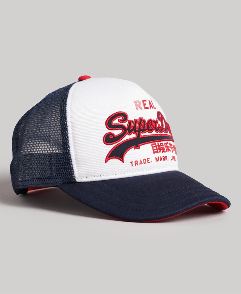 mens Vintage Logo Trucker Cap in WHITE | Superdry UK