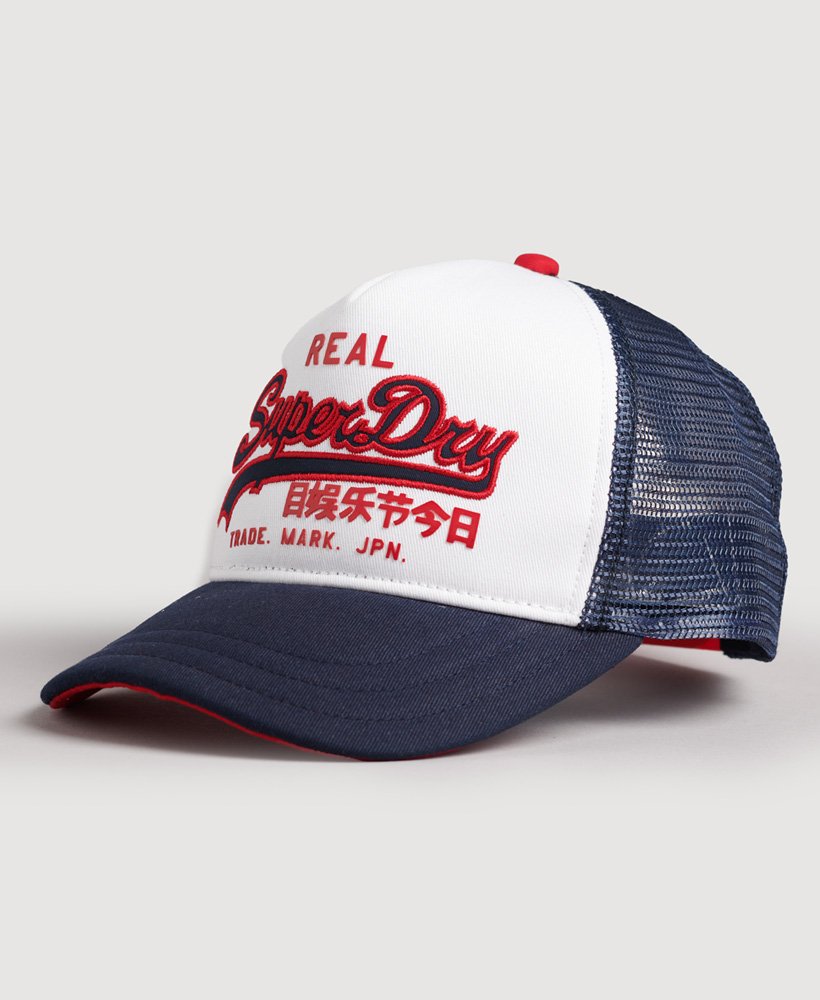 mens Vintage Logo Trucker Cap in WHITE | Superdry UK