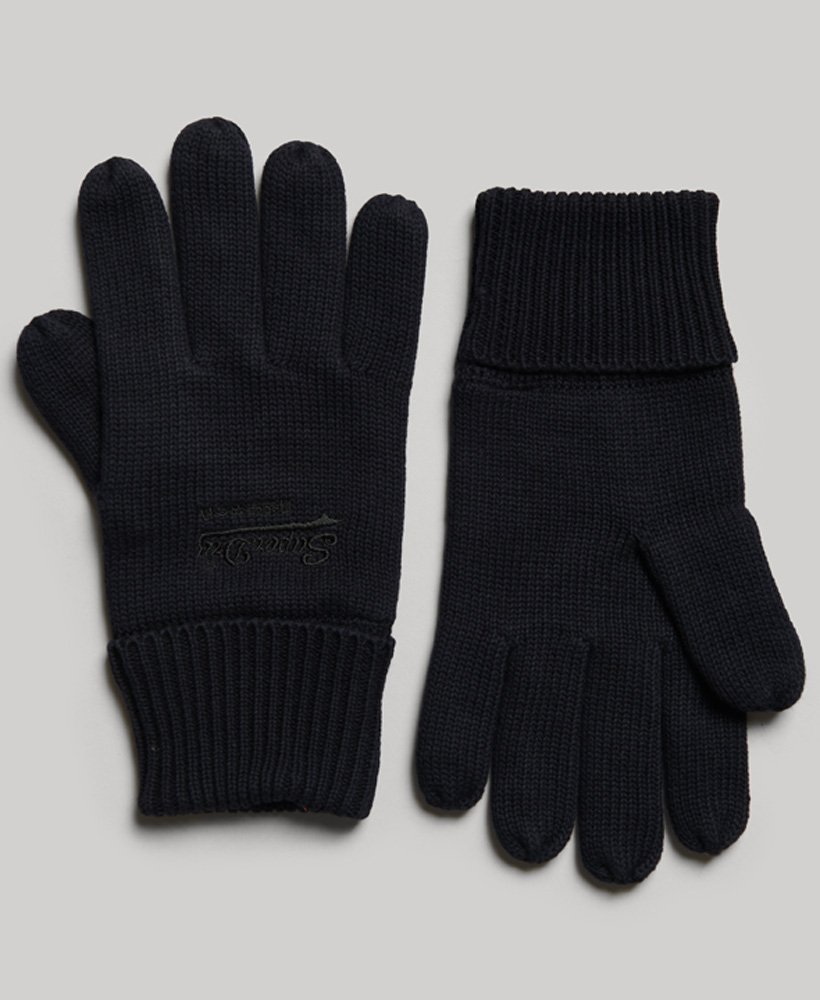 mens Essential Plain Gloves in Eclipse Navy/Black Grit | Superdry UK