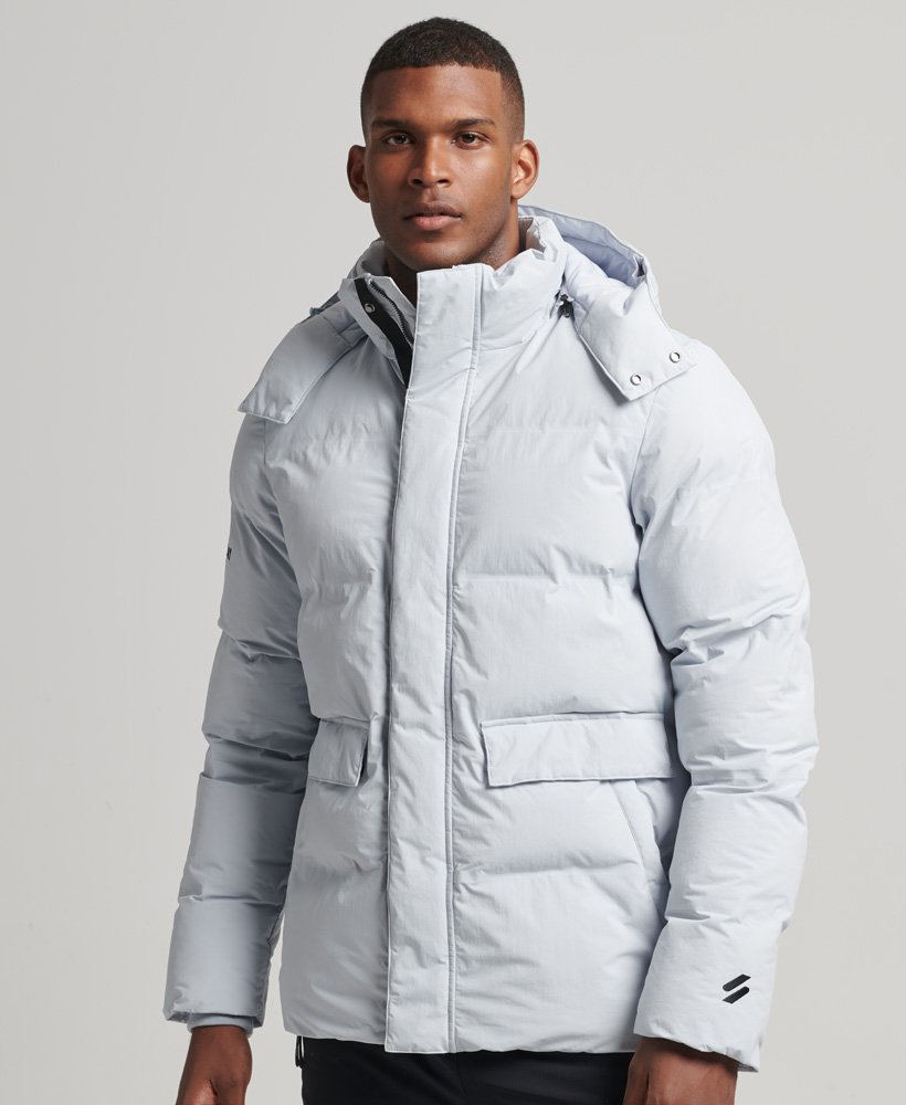 mens Short Boxy Puffer Jacket in Arctic Ice | Superdry UK