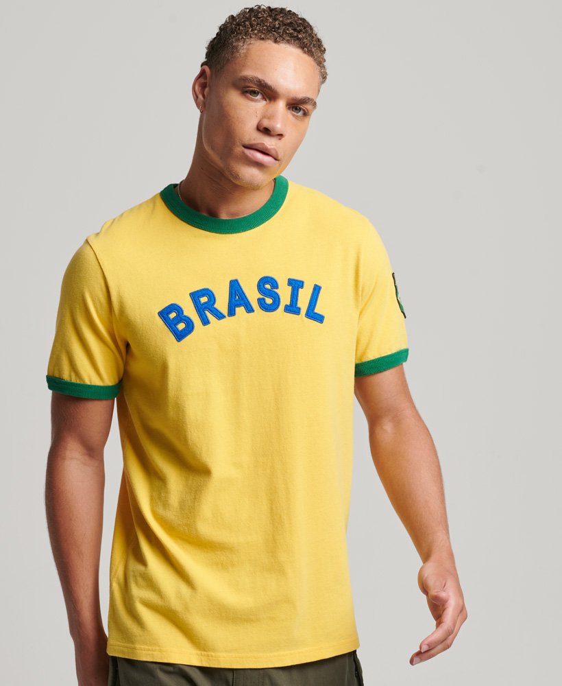 mens Superdry x Ringspun Football Brazil T-Shirt in SPRINGS YELLOW ...