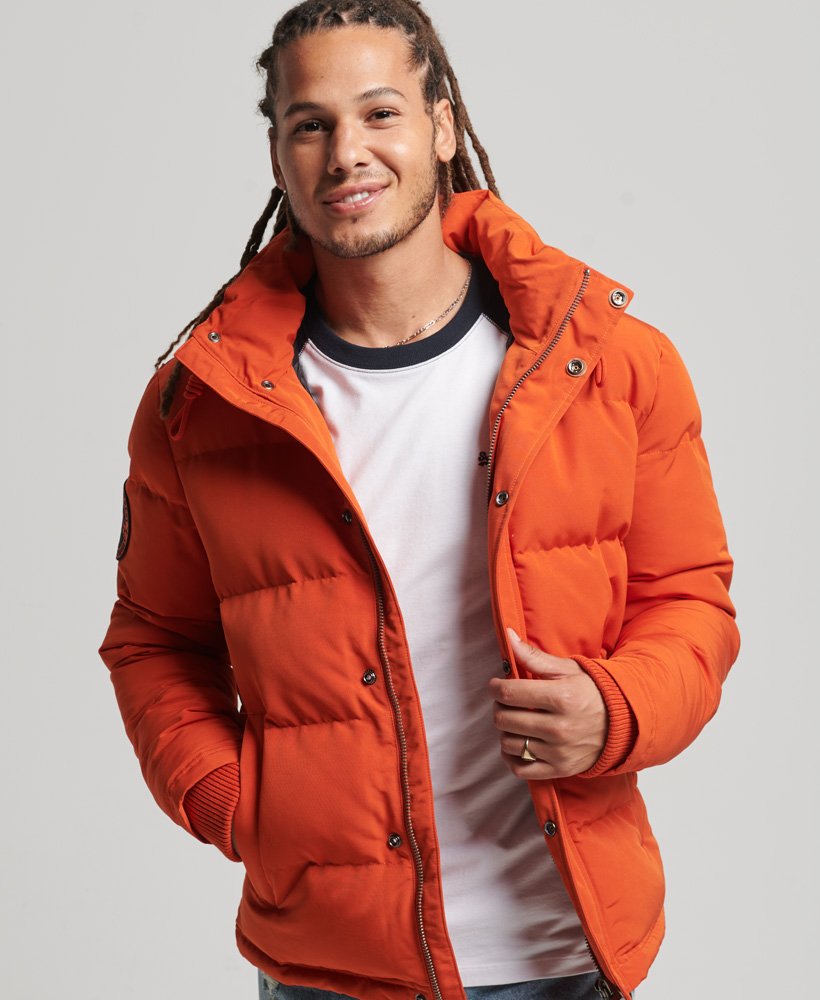 mens Everest Hooded Puffer Jacket in Pureed Pumpkin | Superdry CA-EN