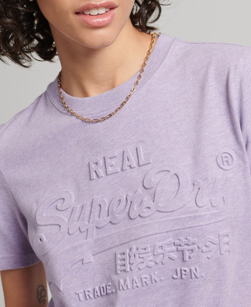 womens Vintage Logo Embossed T-Shirt in Pale Lilac Marl | Superdry UK