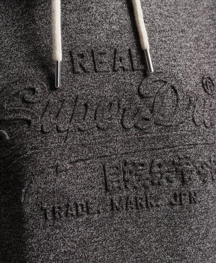 womens Embossed Graphic Logo Hoodie in Karst Black Mega Grit | Superdry UK
