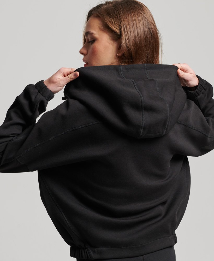 womens Code Tech Zip Hoodie in Black | Superdry UK