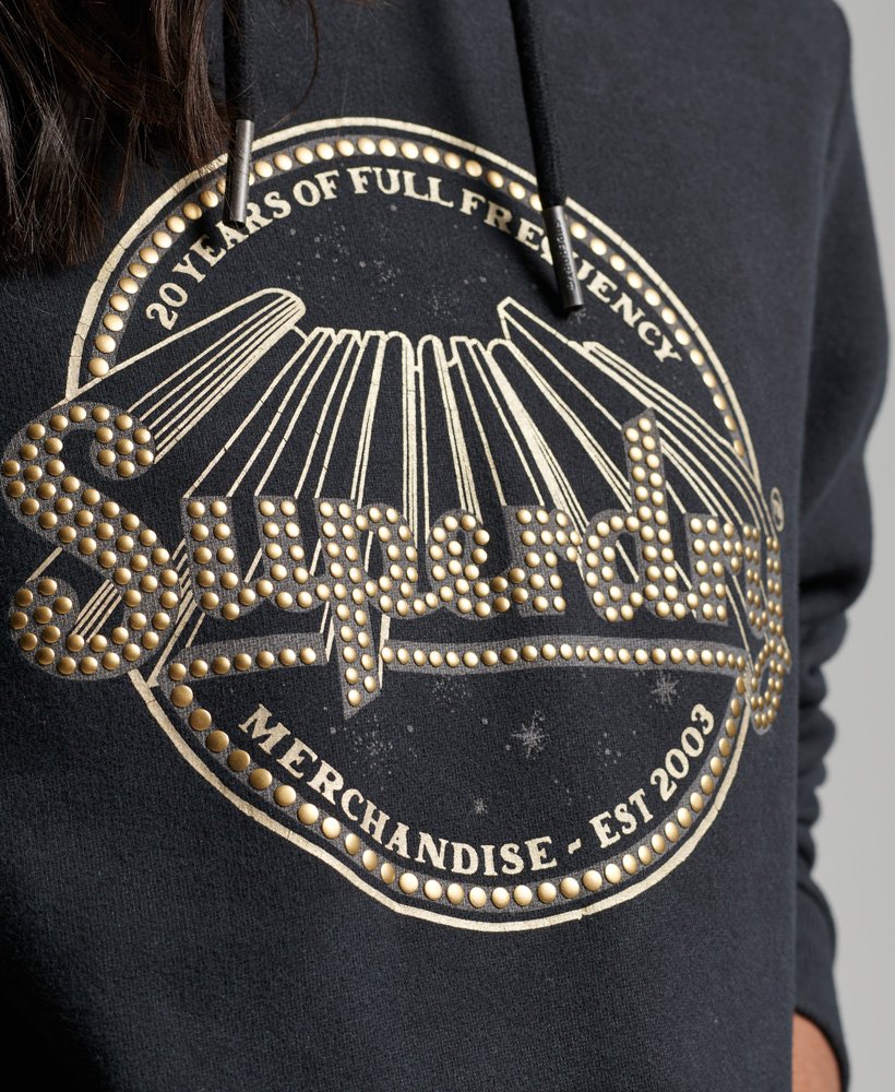 womens Vintage Merch Store Hoodie in Light Back In Black | Superdry UK