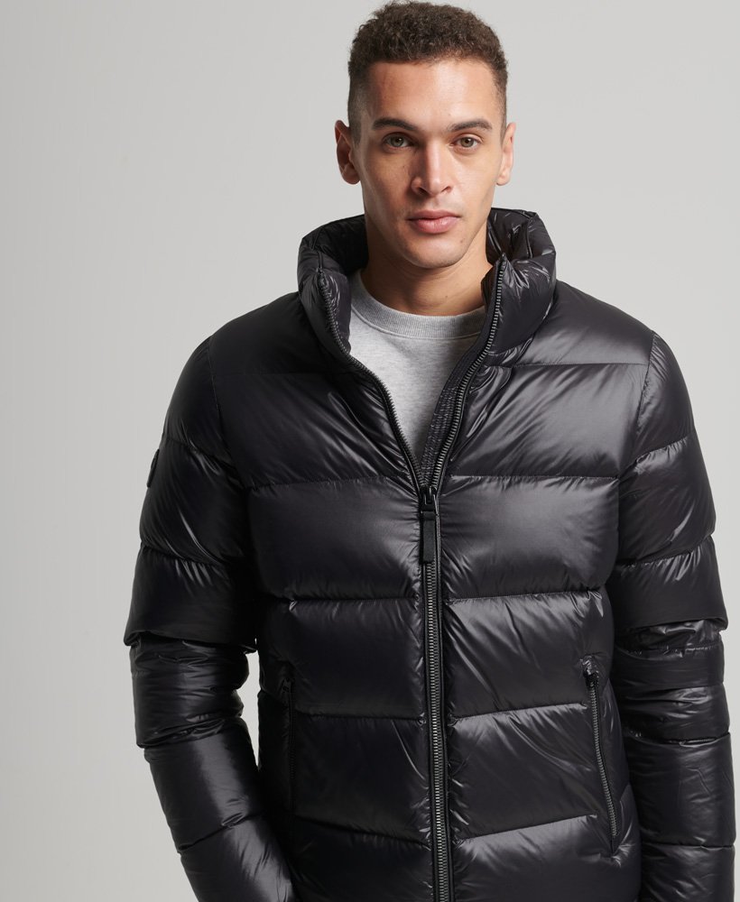 mens Luxe Alpine Down Padded Jacket in Black | Superdry UK
