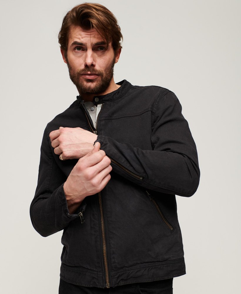 mens Vintage Bull Denim Racer Jacket in JET BLACK | Superdry US