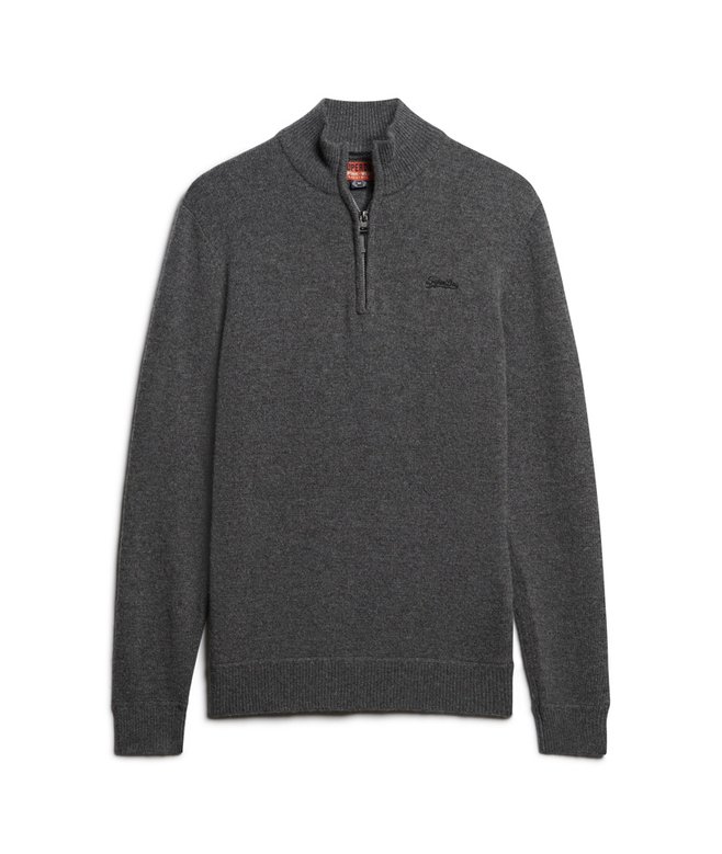 mens Essential Embroidered Knit Half Zip Jumper in Gull Grey Marl ...