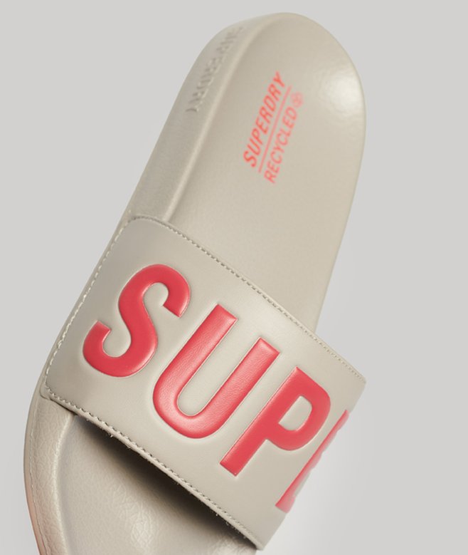 womens Code Core Pool Sliders in Warm Grey/Active Pink | Superdry UK