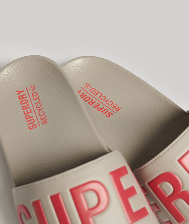 womens Code Core Pool Sliders in Warm Grey/Active Pink | Superdry UK