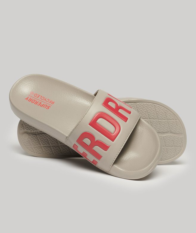 womens Code Core Pool Sliders in Warm Grey/Active Pink | Superdry UK
