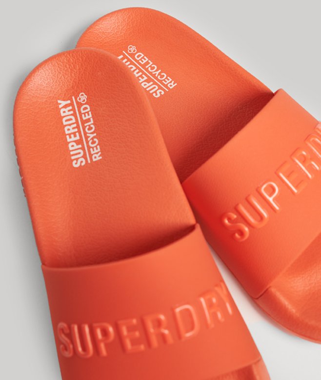 womens Code Logo Pool Sliders in Flare Orange | Superdry UK