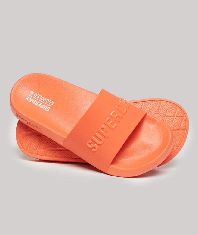 womens Code Logo Pool Sliders in Flare Orange | Superdry UK