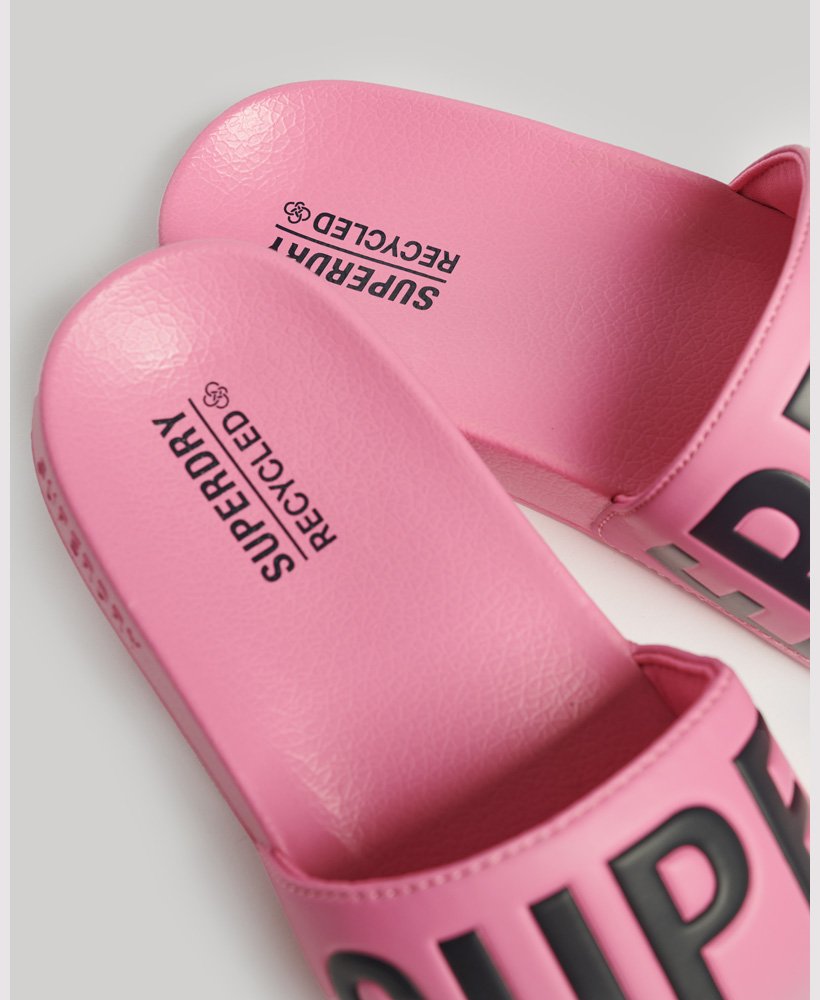 womens Code Core Pool Sliders in Marne Pink/Eclipse Navy | Superdry UK