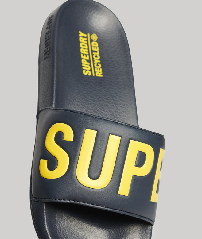 womens Code Core Pool Sliders in Eclipse Navy/Nautical Yellow | Superdry UK