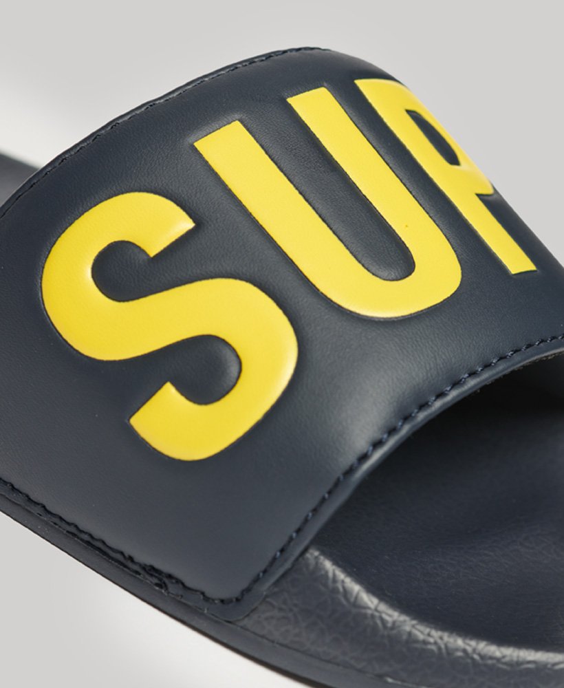 womens Code Core Pool Sliders in Eclipse Navy/Nautical Yellow | Superdry US