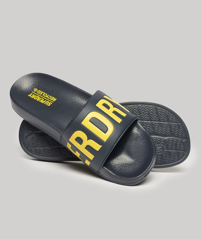 womens Code Core Pool Sliders in Eclipse Navy/Nautical Yellow | Superdry UK