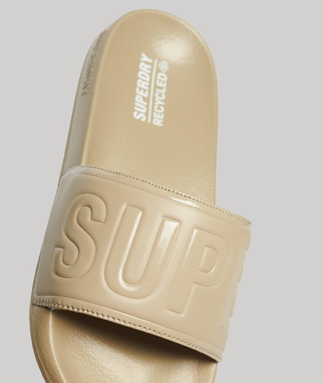 womens Code Core Pool Sliders in Winter Twig Beige | Superdry UK