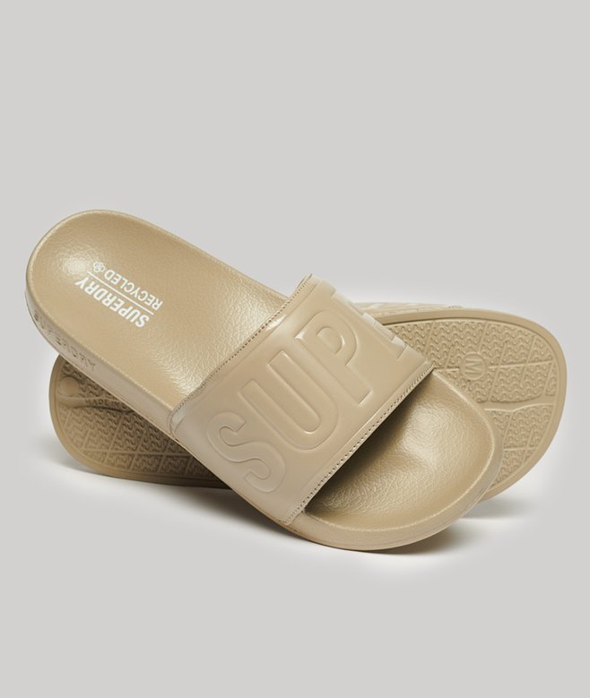 womens Code Core Pool Sliders in Winter Twig Beige | Superdry UK