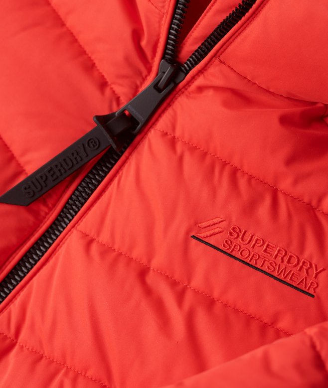 womens Hooded Microfibre Padded Jacket in Sunset Red | Superdry UK