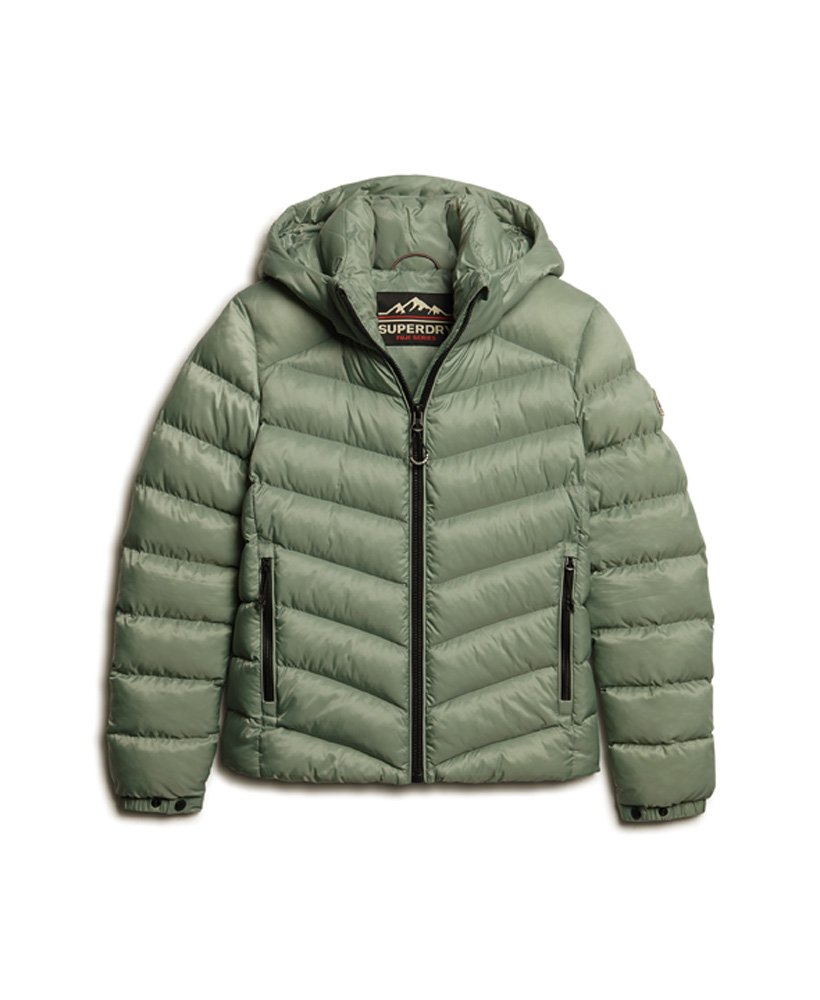 womens Hooded Fuji Padded Jacket in Light Jade Green | Superdry US