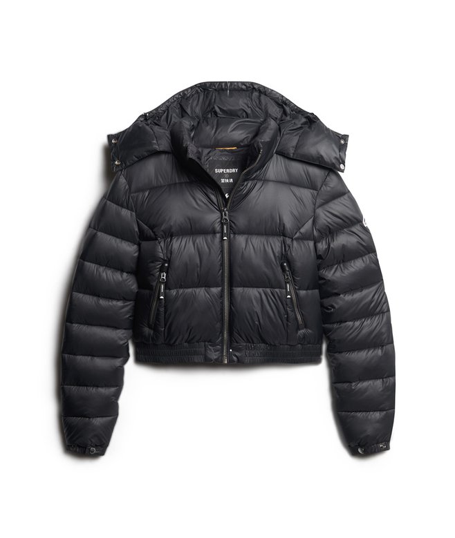 womens Crop Hooded Fuji Jacket in Black | Superdry UK