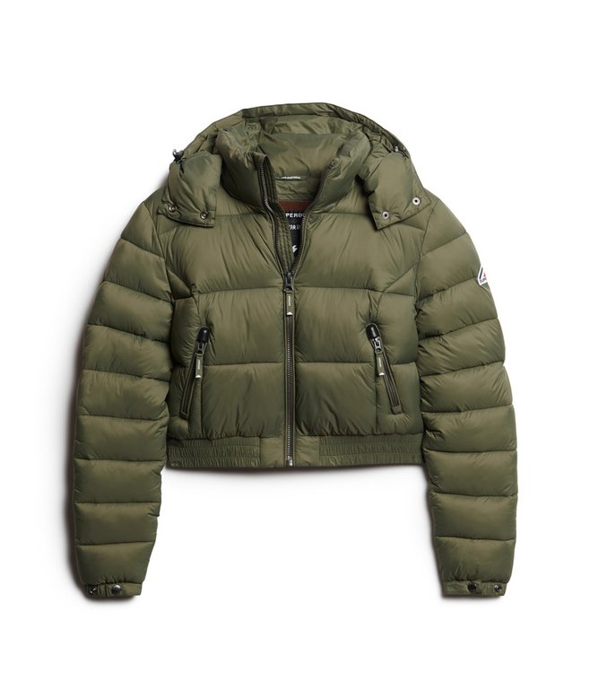 womens Crop Hooded Fuji Jacket in Dusty Olive Green | Superdry UK
