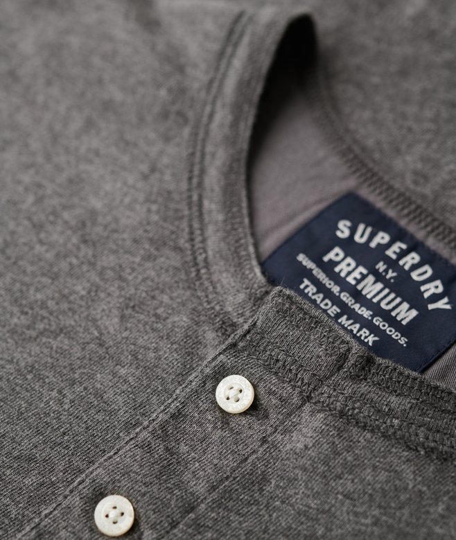 mens Long Sleeve Jersey Grandad Top in COSMO GREY MARL | Superdry UK