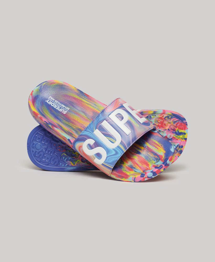 womens Marble Pool Sliders in MULTI AOP | Superdry UK