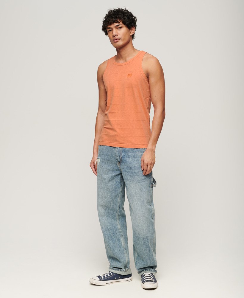 mens Organic Cotton Vintage Texture Tank Top in Smoked Rust Orange ...