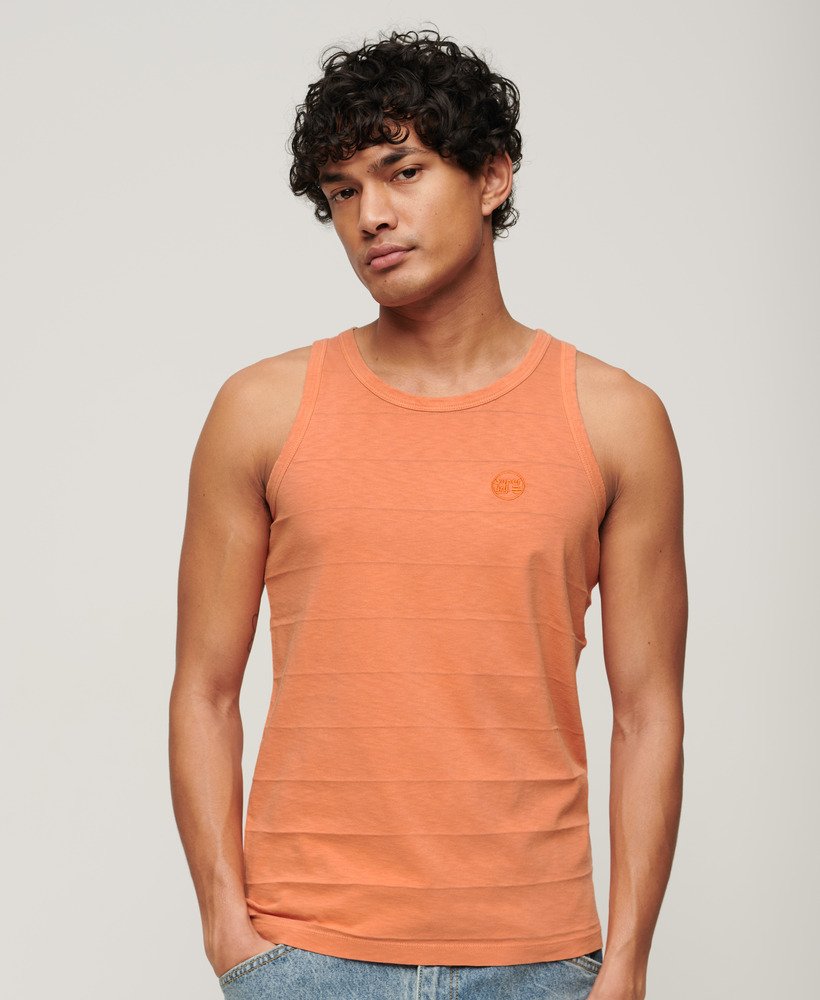 mens Organic Cotton Vintage Texture Tank Top in Smoked Rust Orange ...