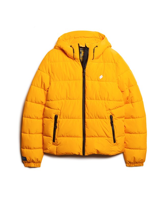 mens Hooded Sports Puffer Jacket in Saffron Yellow | Superdry IE