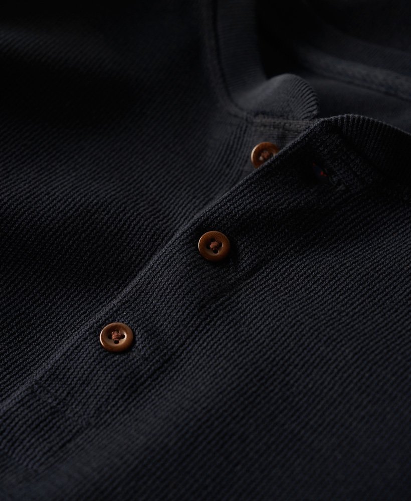 mens Waffle Long Sleeve Half Button Top in Eclipse Navy | Superdry UK