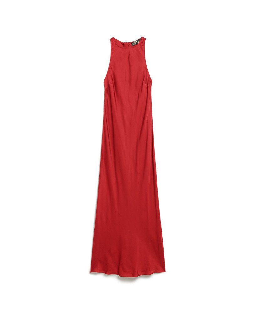 womens Satin Racer Midi Dress in Red Dahlia | Superdry UK