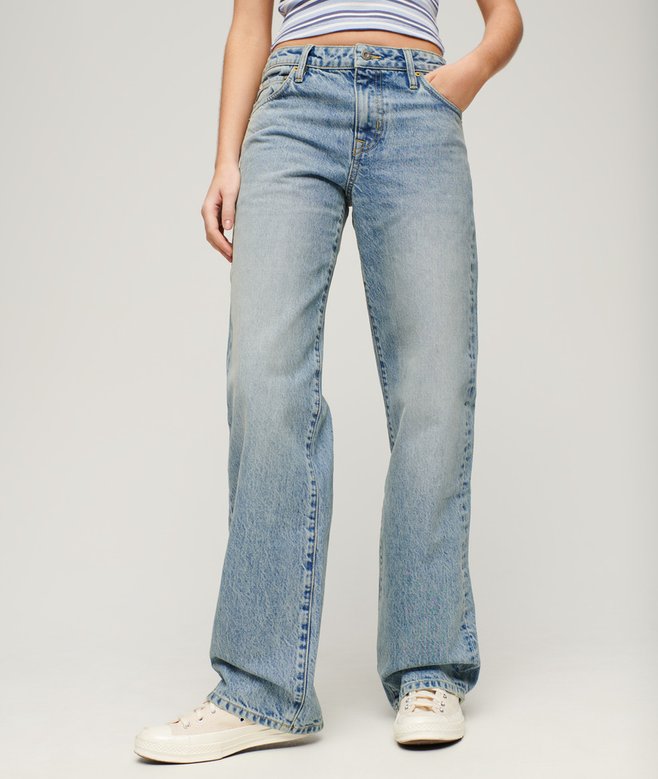 womens Mid Rise Wide Leg Jeans in BALTIMORE BLUE | Superdry UK
