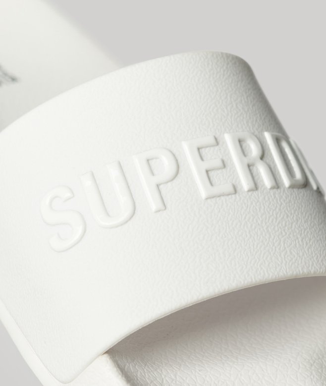 womens Vegan Logo Pool Sliders in OPTIC/OPTIC | Superdry US